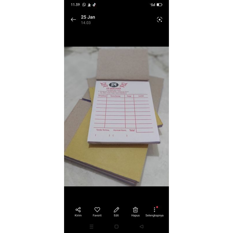 Jual Nota Toko 2 ply warna custom free desain | Shopee Indonesia