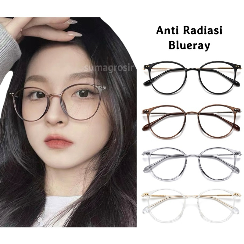 Jual Kacamata Oval Bulat Anti Radiasi Blueray 100% Lensa blue light blocking untuk pria & wanita ...