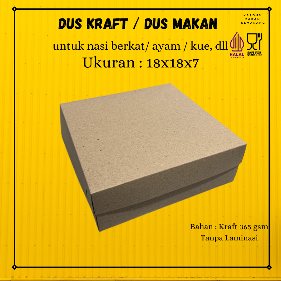Jual Dus Kraft GS 18x18x7 350 gsm Tanpa Laminasi / Dus Makan 18 x 18 x ...