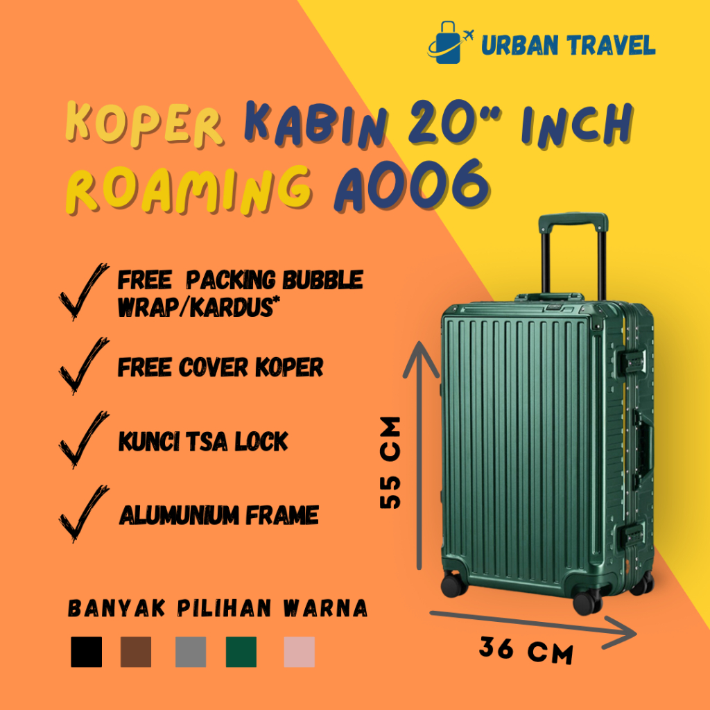 Jual Koper Roaming A006 20" Inch Alumunium Frame Kabin Bagasi Pesawat ...