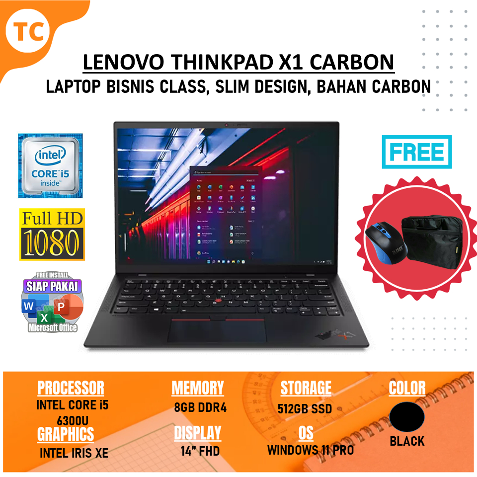 Jual Laptop Ringan Tipis Lenovo Thinkpad X1 Carbon i5 6300U Ram 8GB ...