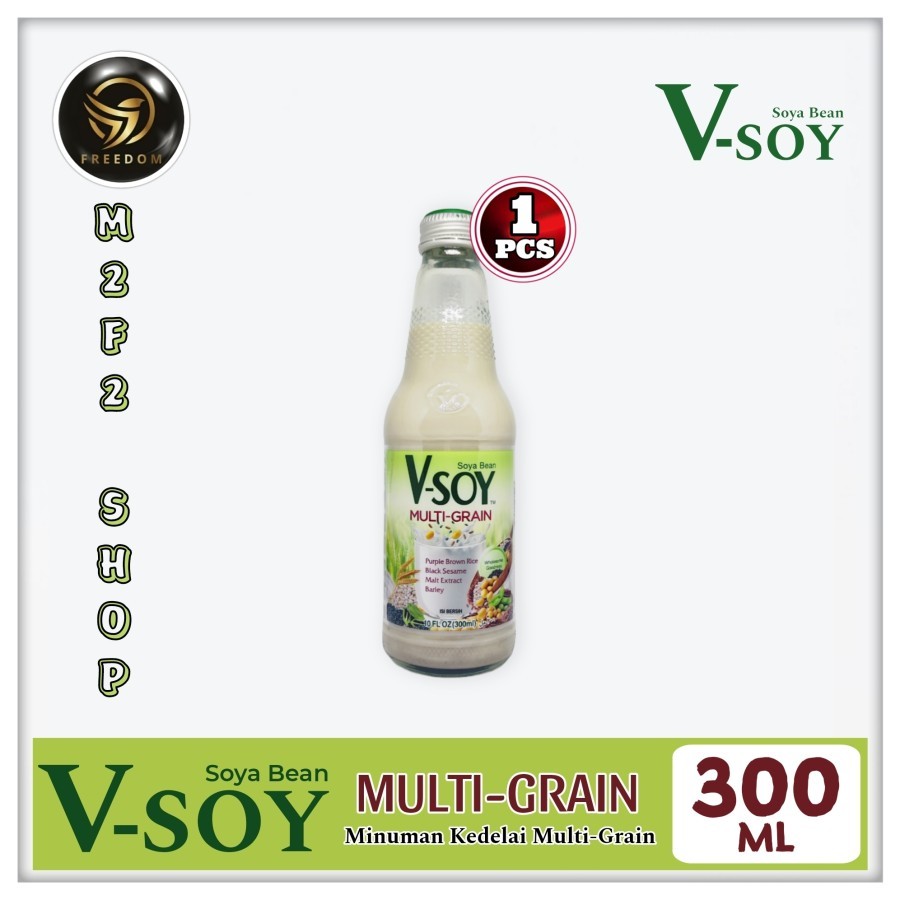 Jual V-Soy Soya Bean Milk Multi Grain Barley | Susu Kedelai Botol - 300 ...