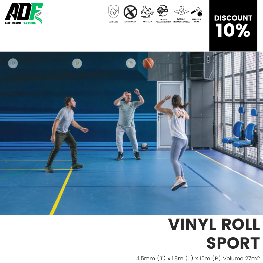 Jual Vinyl Roll Sport Indoor Badminton / Futsal / Basket / Gym Tebal 4 ...