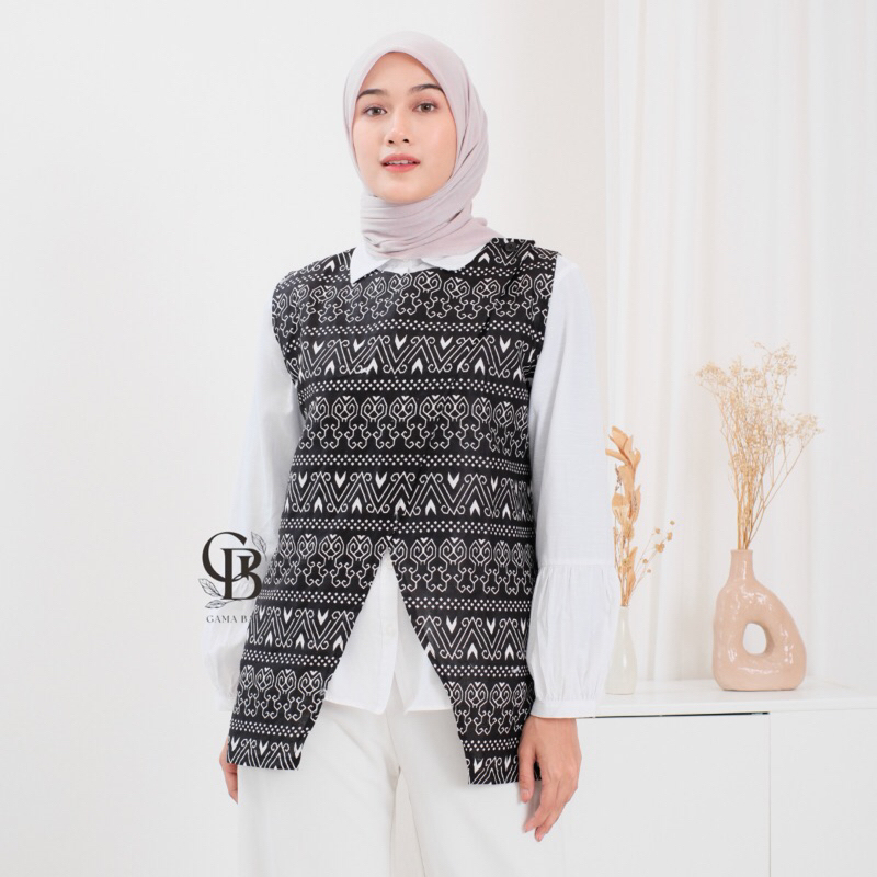 Jual Vest Batik Wanita Rompi Batik Atasan Wanita Outer Batik Modern Vest kantor | Shopee Indonesia