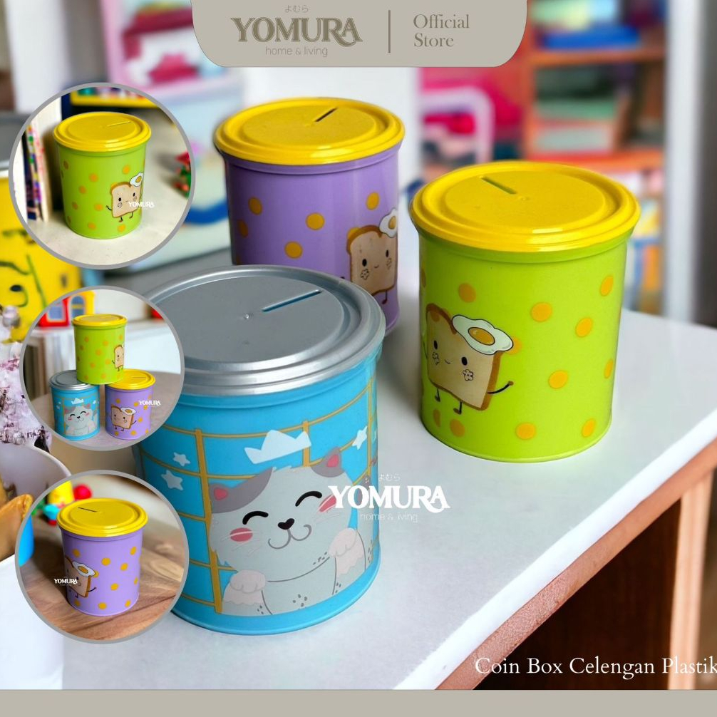Jual YOMURA Coin Box Celengan Plastik Tabungan Warna Anak Color Printed ...