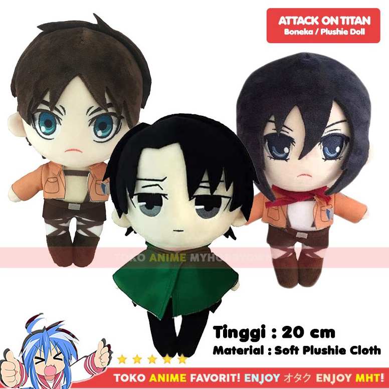 Jual Kekinian Boneka Attack On Titan AOT Levi Eren Mikasa Anime Plushie ...