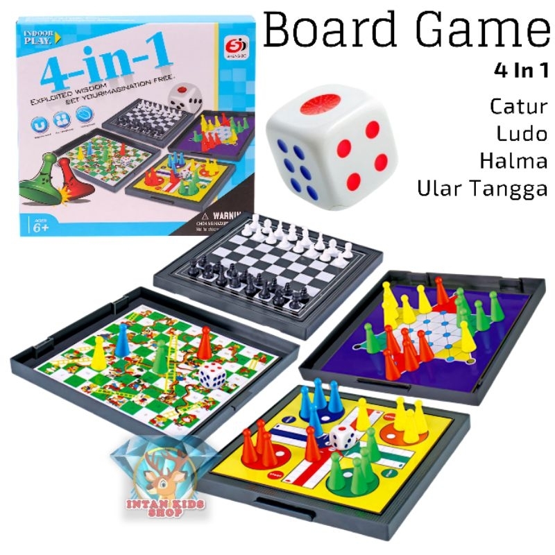 Jual MAINAN ANAK EDUKASI MAGNETIC BOARD GAMES 4 IN 1 ULAR TANGGA LUDO ...