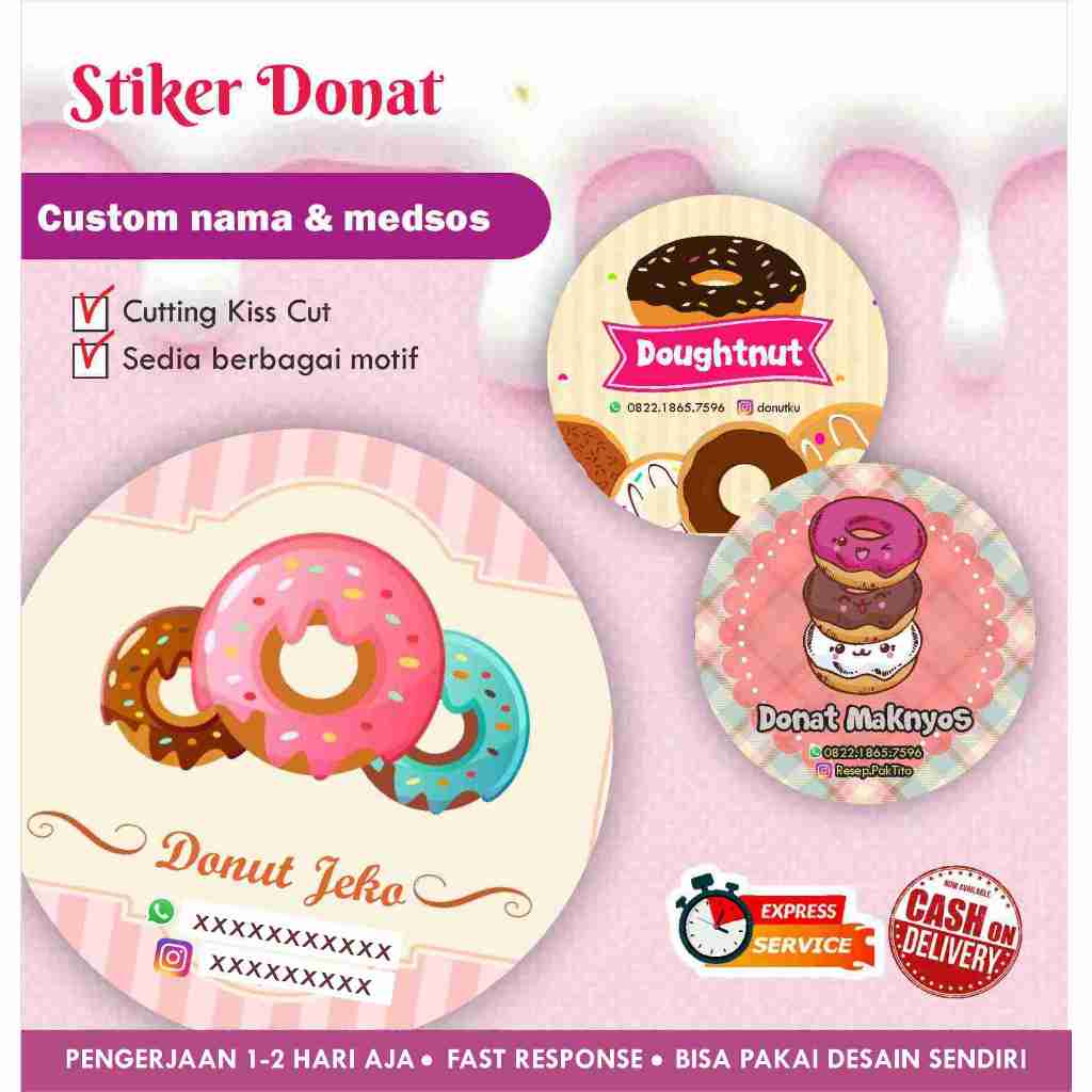 Jual [170 pcs] Stiker Donat Cromo bulat / Label kemasan makanan ...