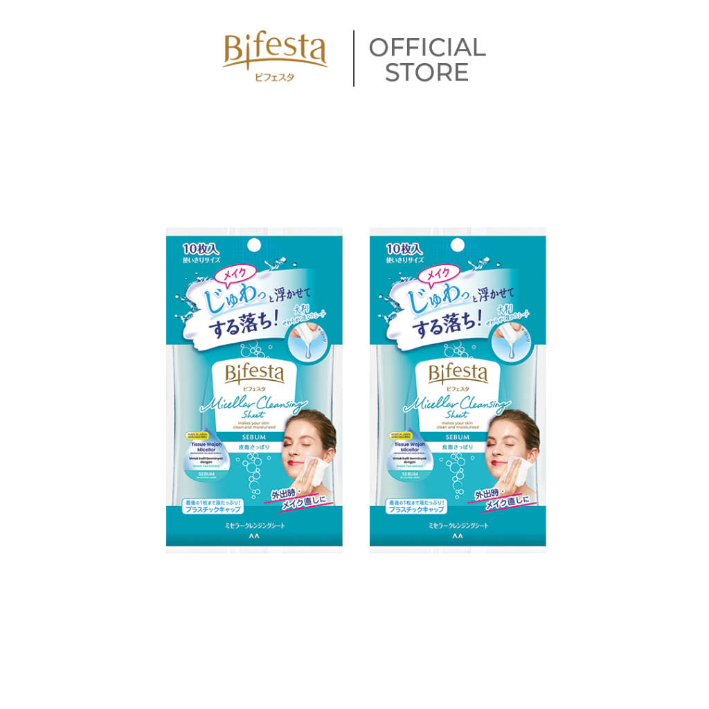 Jual Bifesta Micellar Cleansing Sheet Sebum Twin Pack (Pembersih Makeup ...