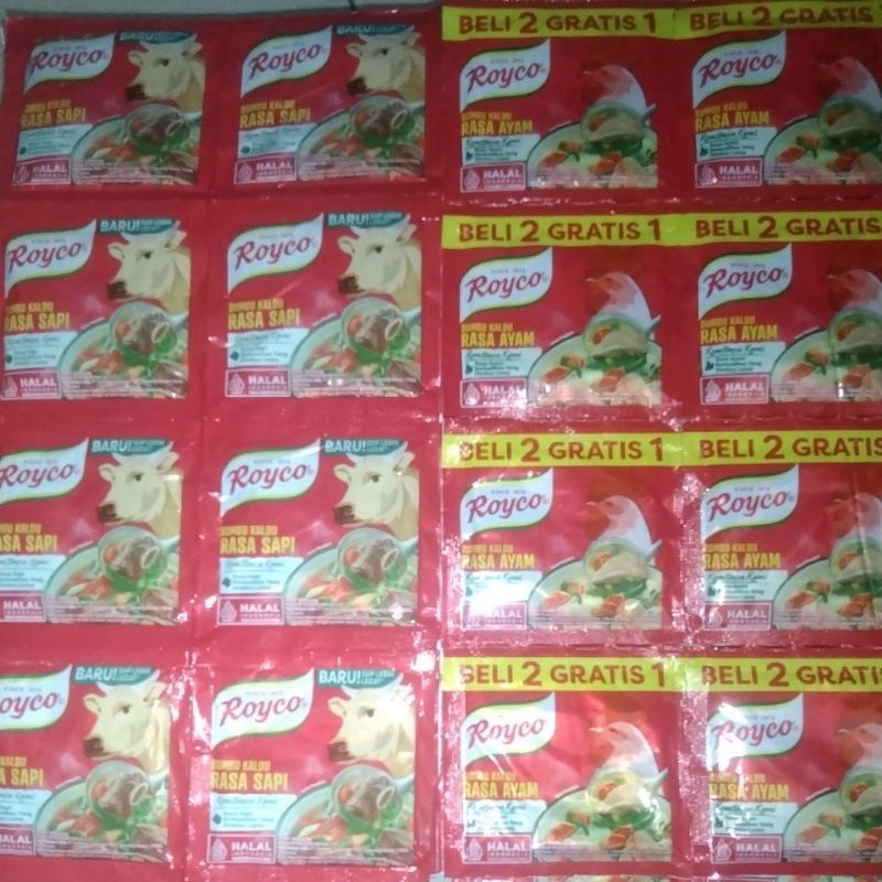 Jual Royco Bumbu Kaldu rasa Ayam dan Sapi 8gr isi 12pcs | Shopee Indonesia