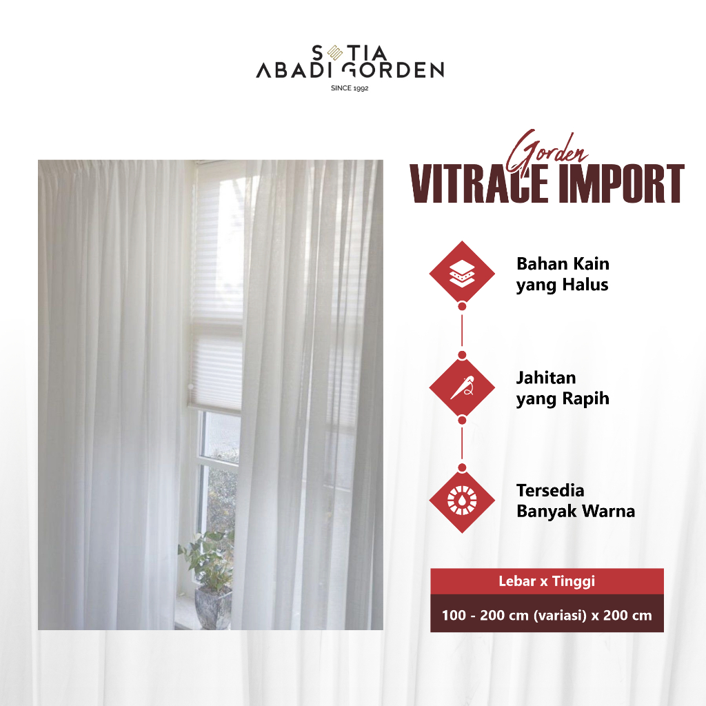 Jual Gorden Vitrase Daleman Import Series Vitrace Motif Polos Puring ...