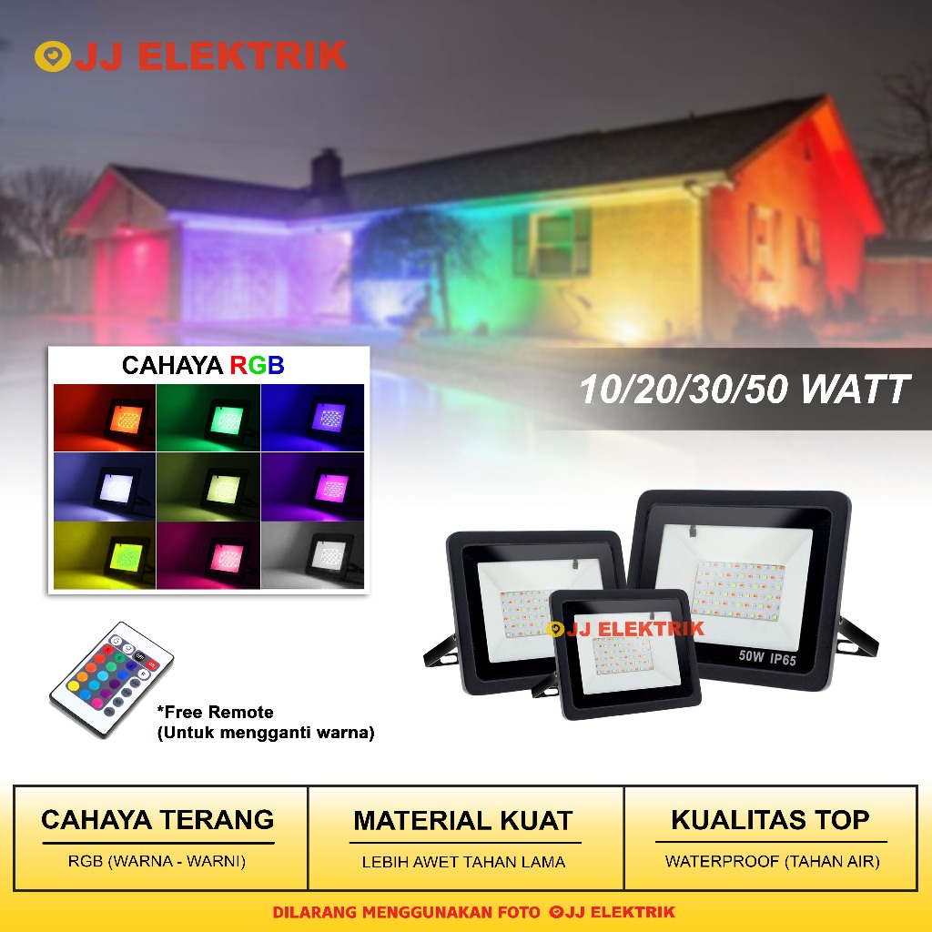 Jual Lampu LED Sorot Taman 10W 20W 30W 50W RGB Warna Warni - Tembak Outdoor Waterproof Tahan Air ...