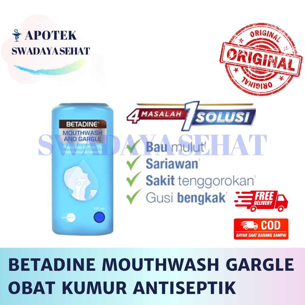 Jual Betadine Mouthwash Gargle 190 ML Biru Obat Kumur Antiseptik Betadin 100 ML | Shopee Indonesia