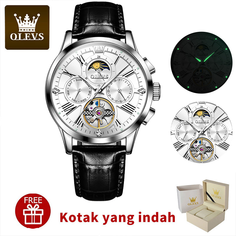 Jual OLEVS Jam Tangan Automatic Pria Original Anti Air Kulit Tahan ...