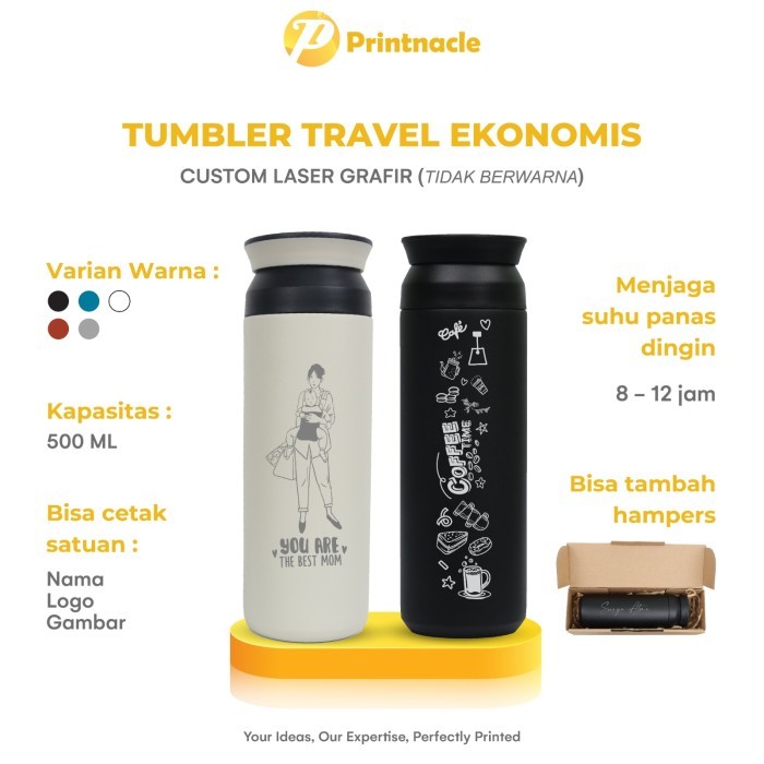 Jual Souvenir Tumbler Cetak Laser Grafir TRAVEL 500Ml Ekonomis Botol ...
