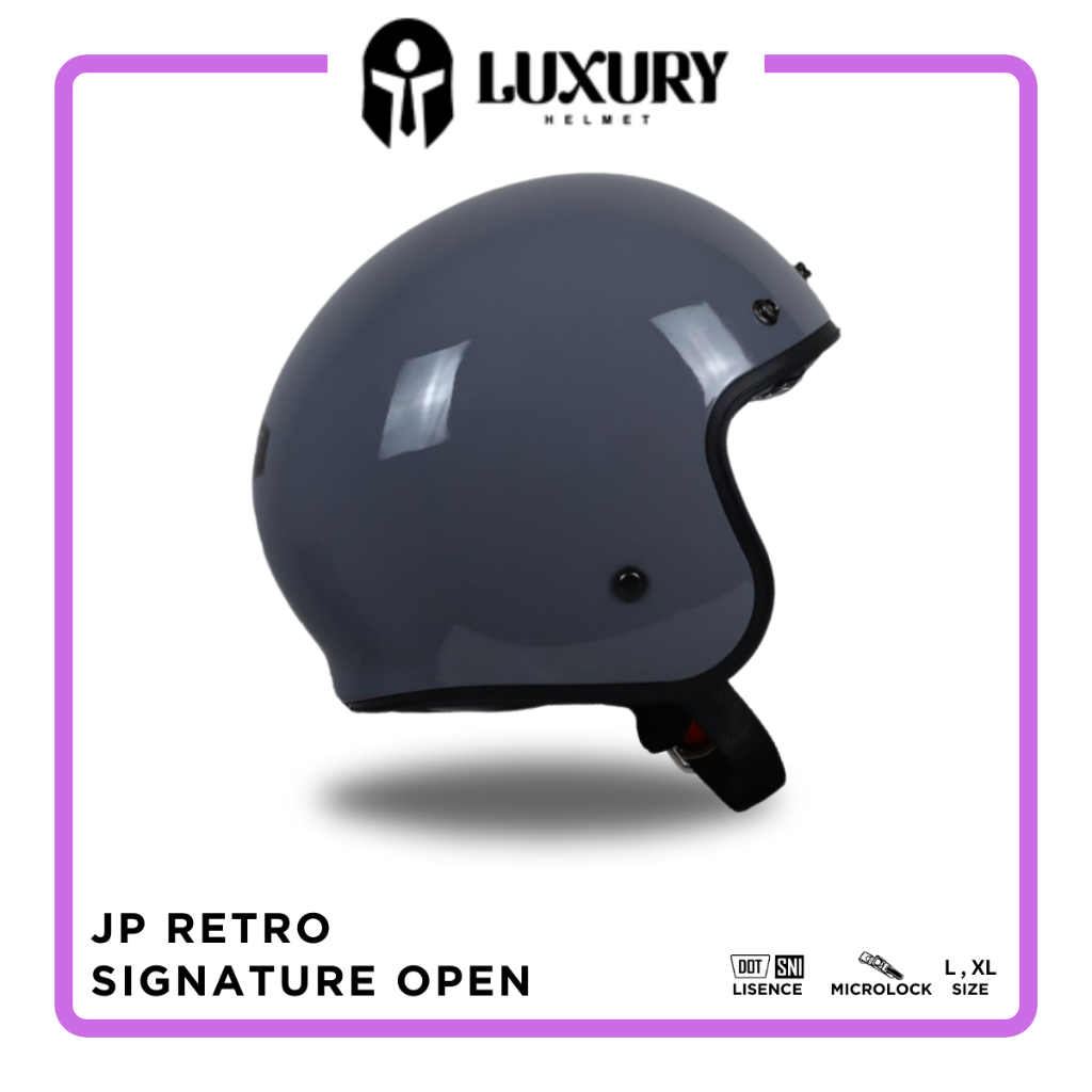 Jual Helm Classic Half face JP Retro Signature Open Gorilla Grey Gloss ...
