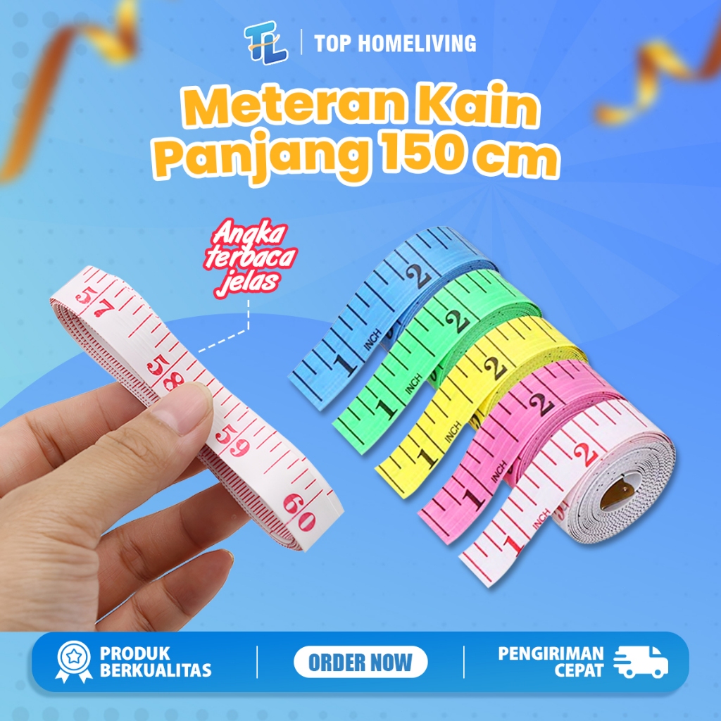 Jual METERAN JAHIT / METERAN KAIN ALAT UKUR MULTIFUNGSI 150CM / METERAN ...