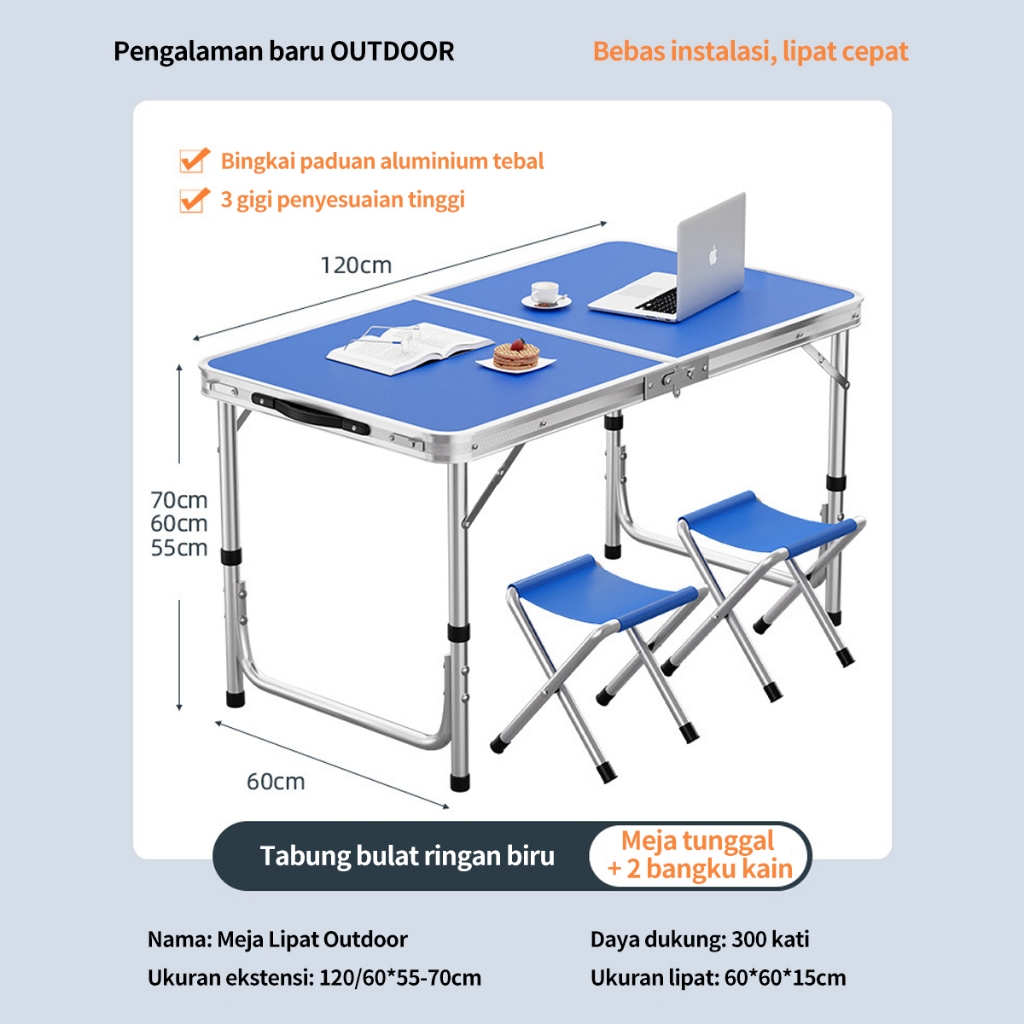 Jual Meja Lipat Portable / Meja Lipat Serbaguna Uk 120x60x50-70cm Model ...