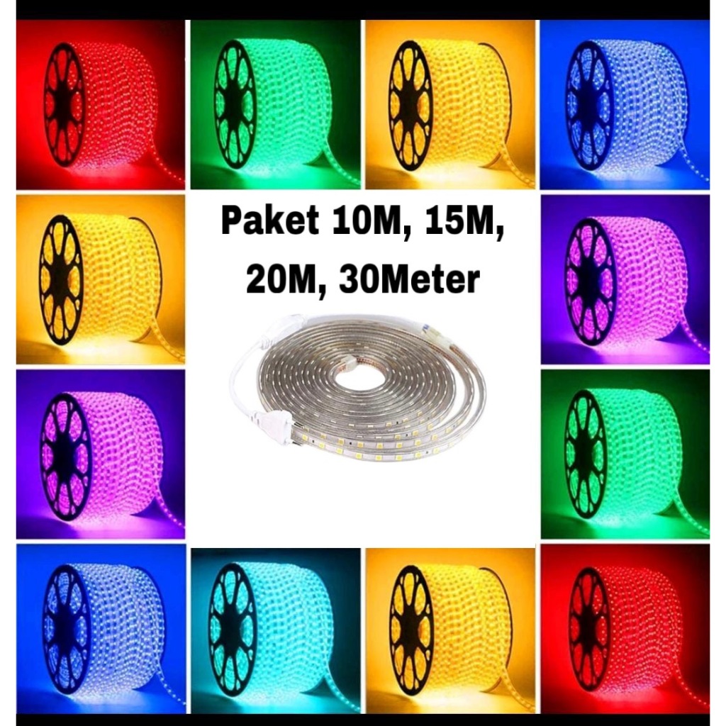Jual Led strip panjang 10m 15m 20m free socket (Siap Pakai) | Shopee ...