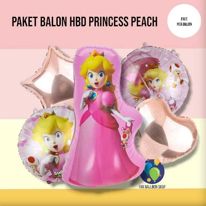 Jual Paket Balon Princess Peach Ulang Tahun / Set Dekorasi Ulang Tahun ...