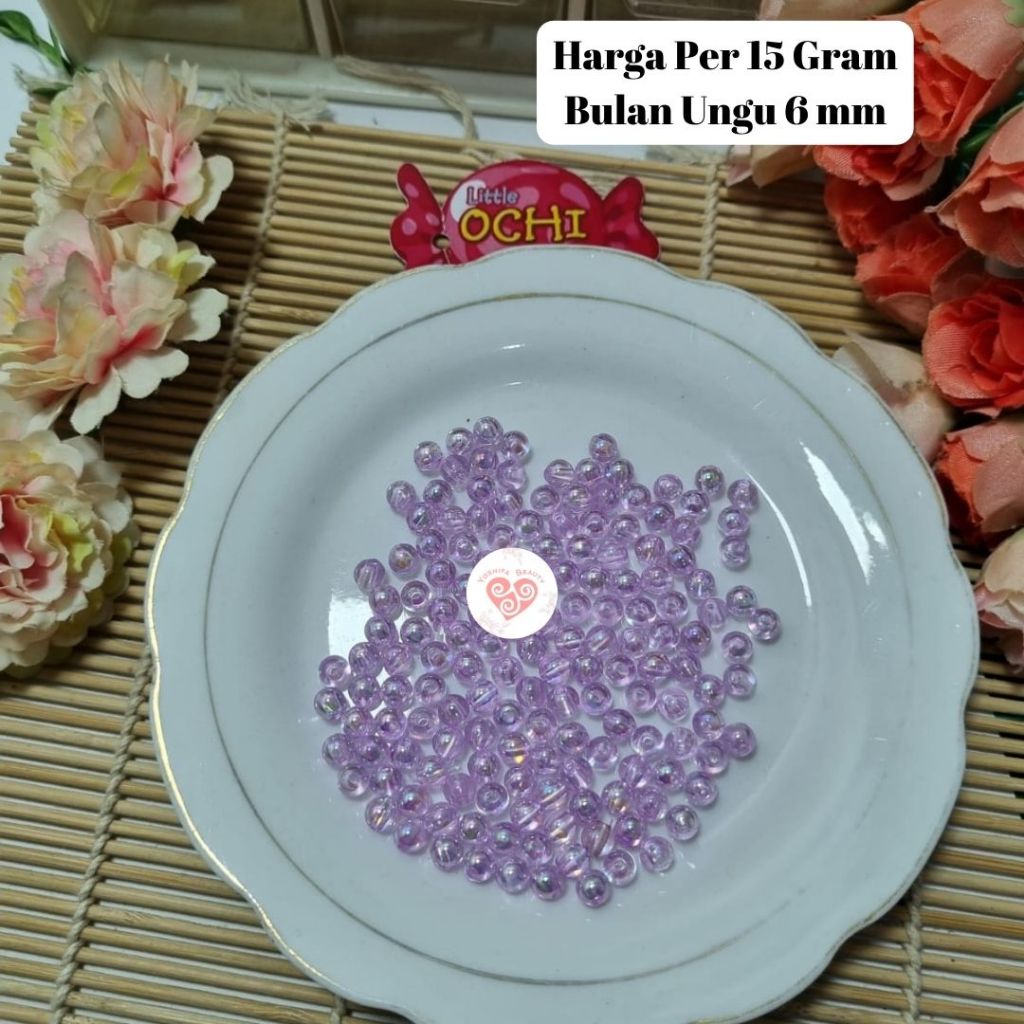 Jual Manik Bulat Kilap Bening 6mm 15 Gram | Mote bening Kecil 6 mm ...