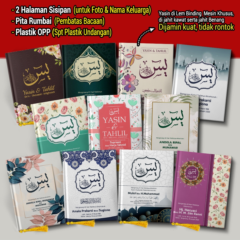 Jual (Desain 33-48) Buku Yasin Tahlil Hardcover + Sisipan (foto & nama ...