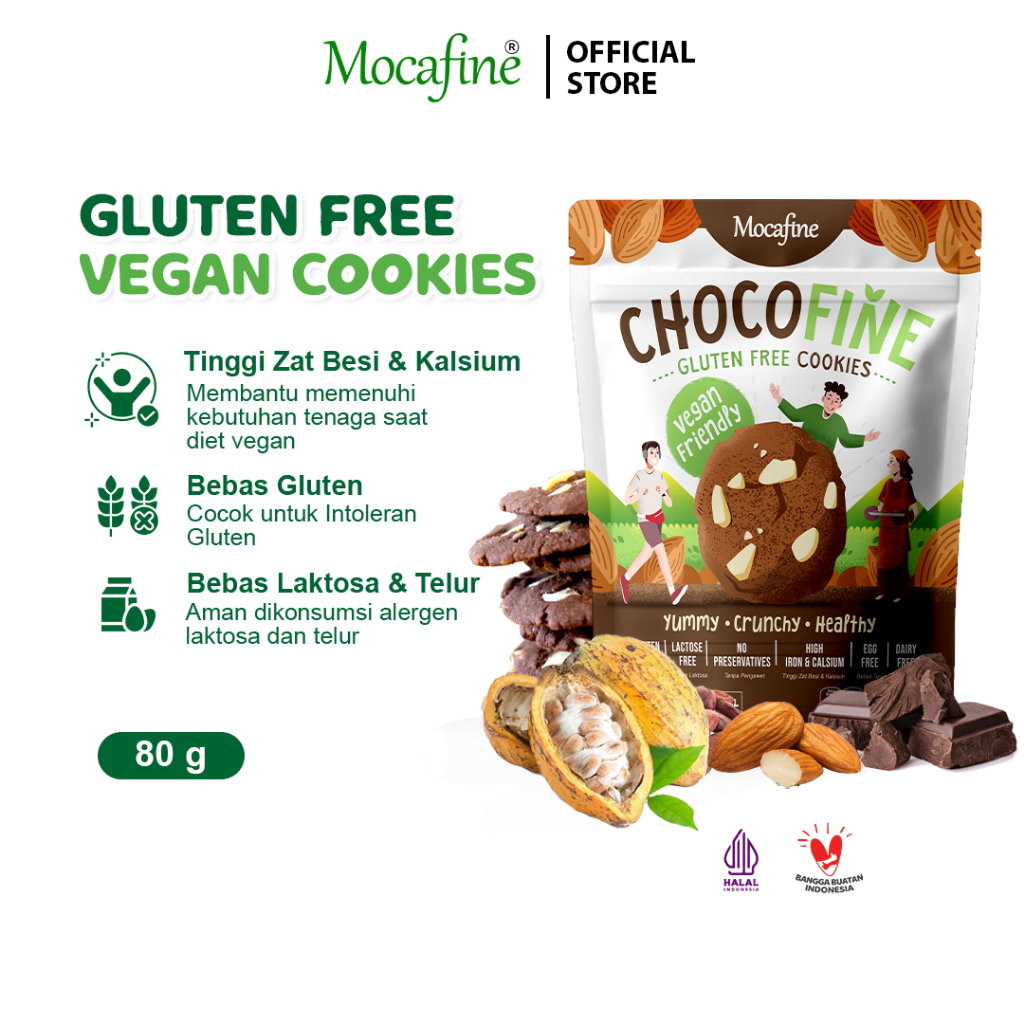 Jual MOCAFINE Vegan Gluten Free Cookies Chocofine by Rumah Mocaf - Egg ...