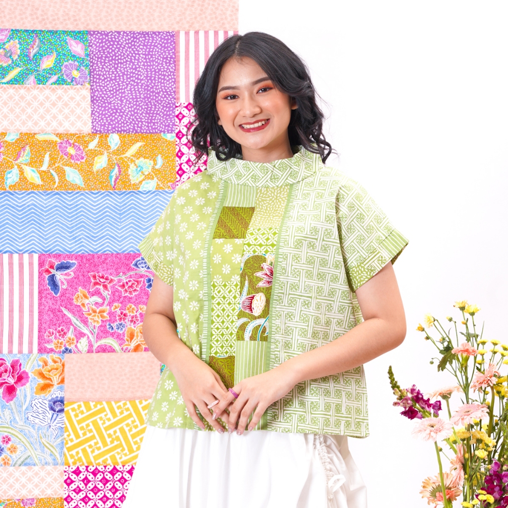 Jual NONA RARA - Flora Green PART of Bloom PART0189, Blus kasual batik ...