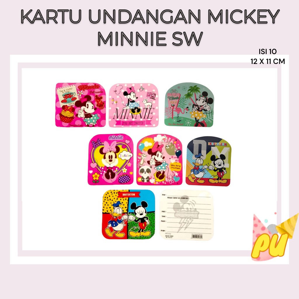 Jual Kartu Undangan Ulang Tahun MICKEY MINNIE MOUSE SW Isi 10 pc ...