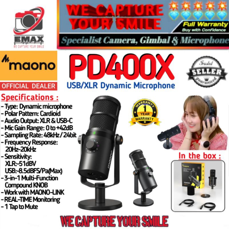 Jual MAONO PD400X USB XLR Dynamic Microphone Podcast Live Streaming Mic Maono PD400 X PD 400X ...