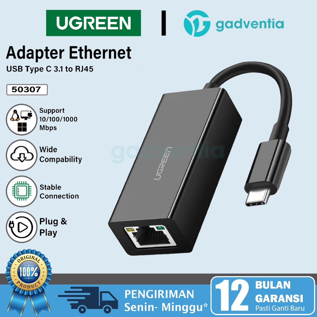 Jual Ugreen Kabel Adapter Usb Type C Ethernet Gigabit To RJ45 Lan ...