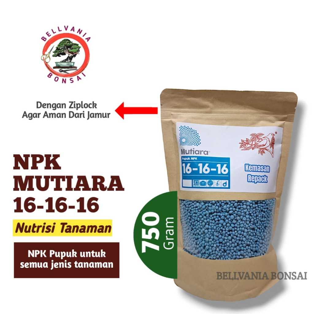 Jual Pupuk NPK Mutiara Meroke 16 16 16 Kemasan 750 Gram Dengan Ziplock ...