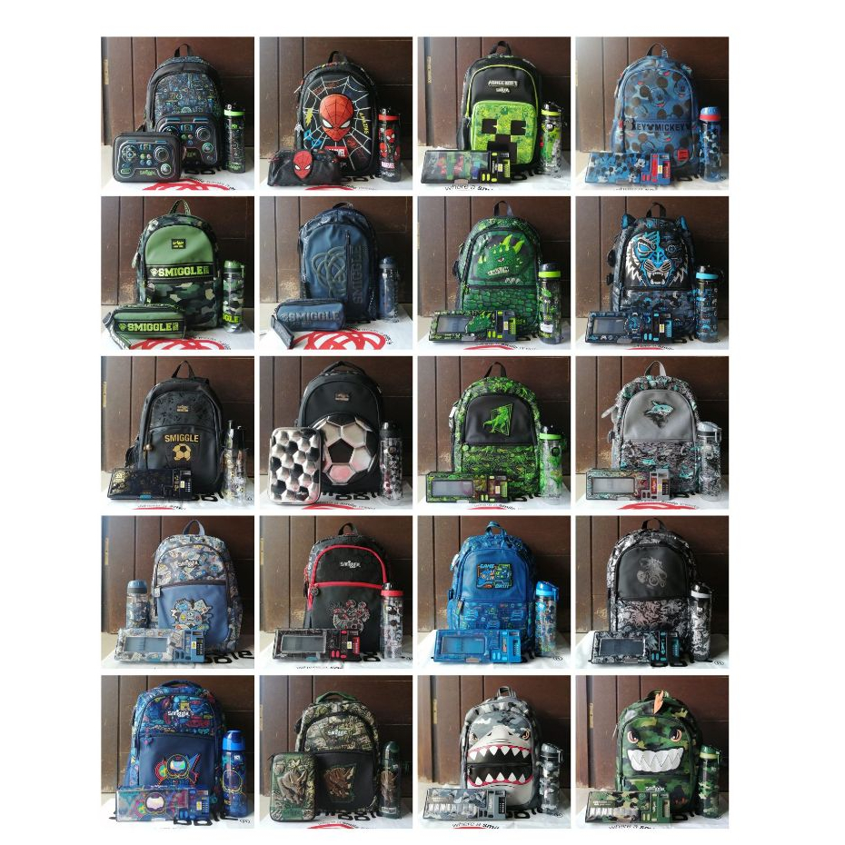 Jual Smiggle backpack dino spiderman shark ball game tas sekolah SD ...