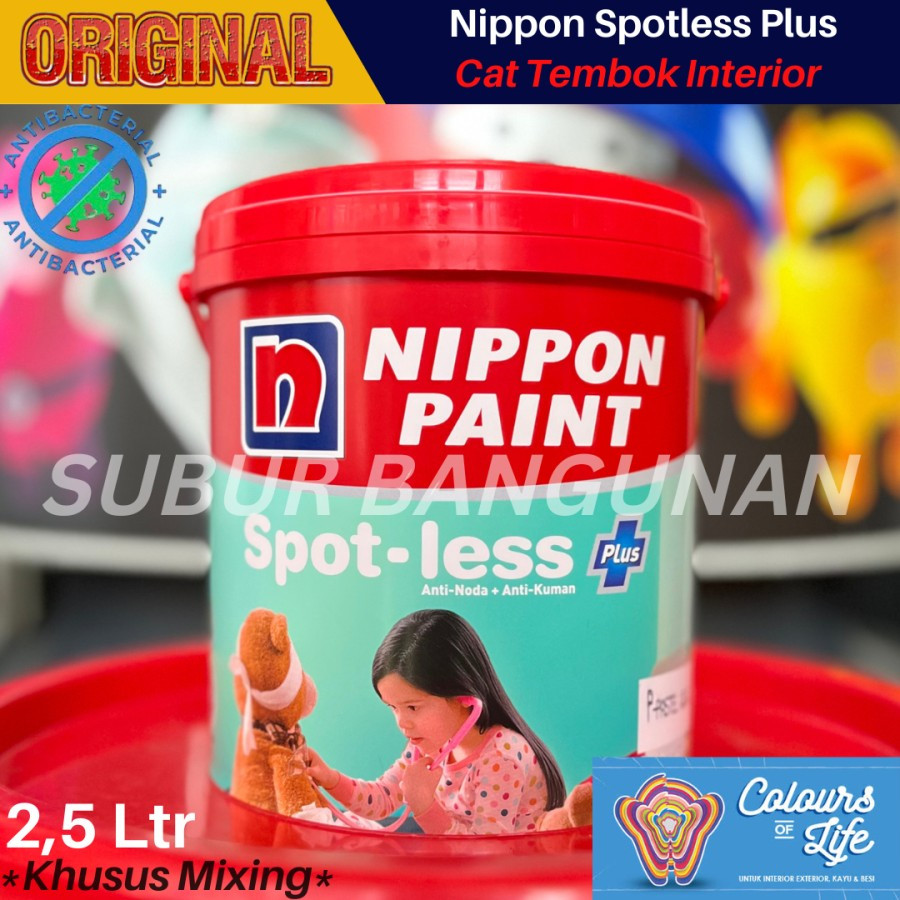 Jual Cat Tembok Anti Noda Nippon Spotless Plus 2,5 Ltr Colours Of Life ...