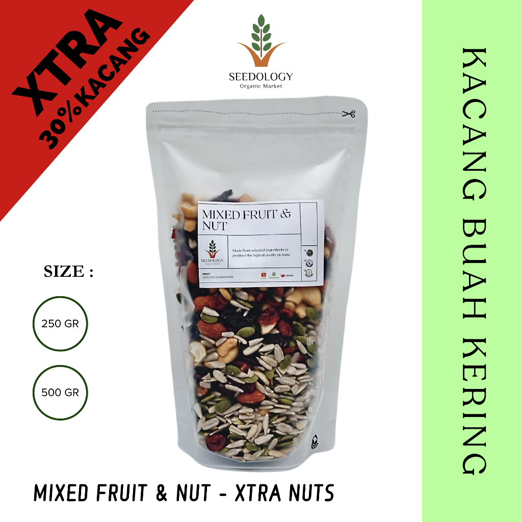 Jual Mixed Fruit & Nut 500gr - Xtra Nuts / Campuran Kacang dan Buah ...