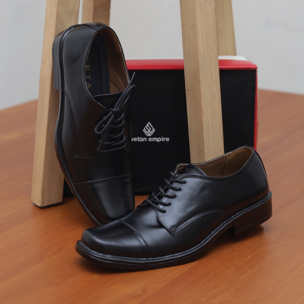 Jual Sepatu Pantofel Formal Kerja Pria Hitam Bertali Bahan KULIT Asli ...