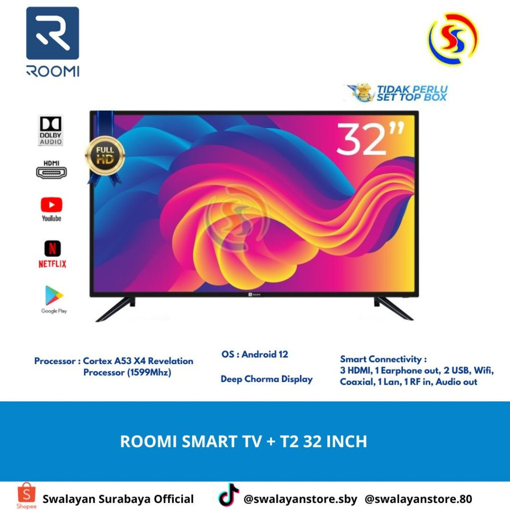 Jual LED TV DIGITAL ROOMI 32" SMART TV ORIGINAL GARANSI RESMI | Shopee Indonesia