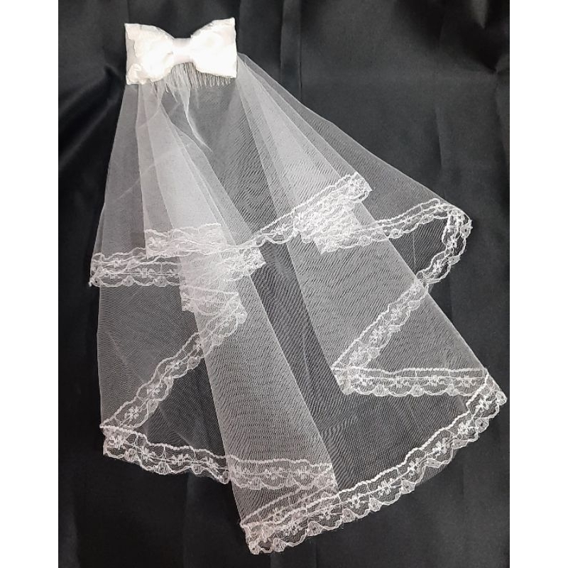 Jual mini veil sebahu wedding prop cosplay bahan tile dengan renda dan ...