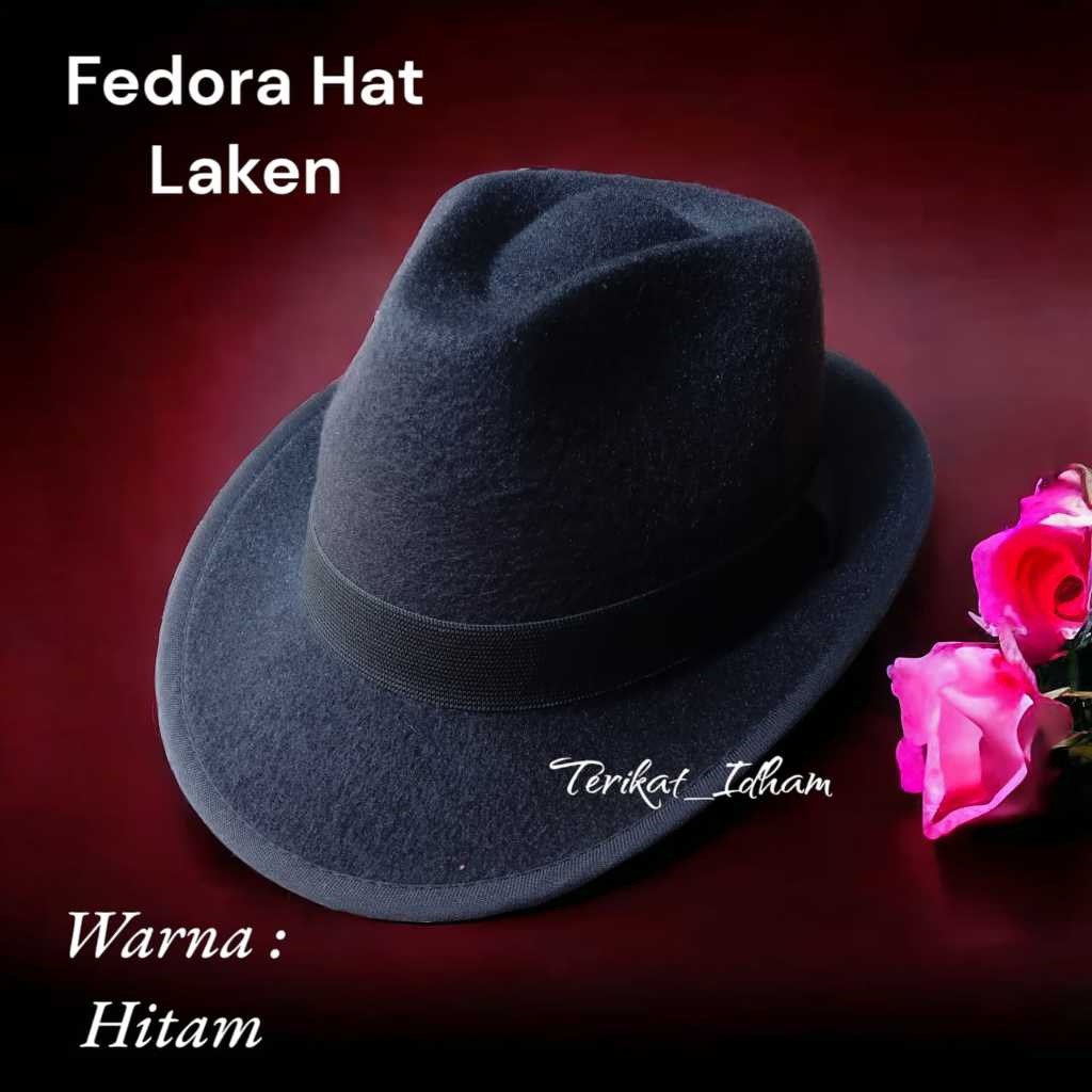 Jual Topi Fedora Hat Quino Fedora Hat Laken Bludru | Shopee Indonesia