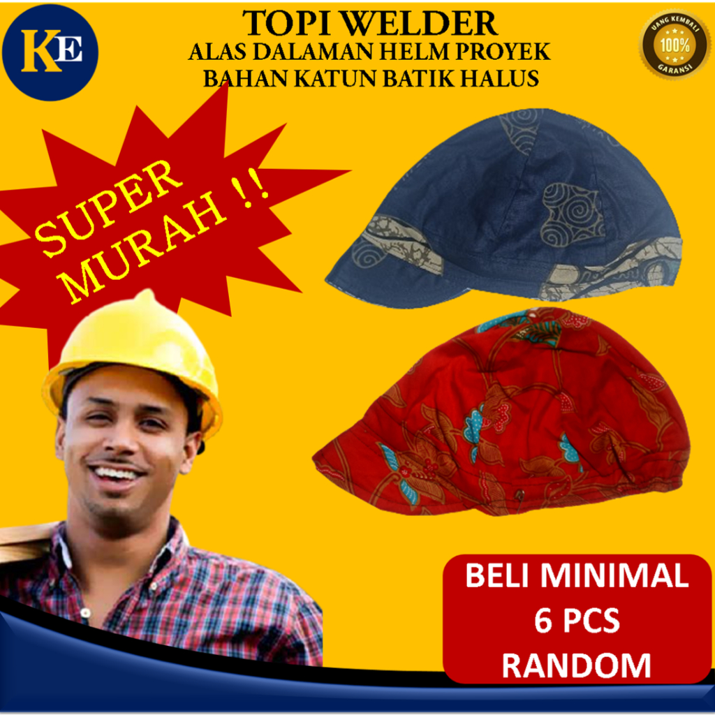 Jual Topi Welder Welding Cap Kerpus Proyek Super Murah Topi Unik Batik ...