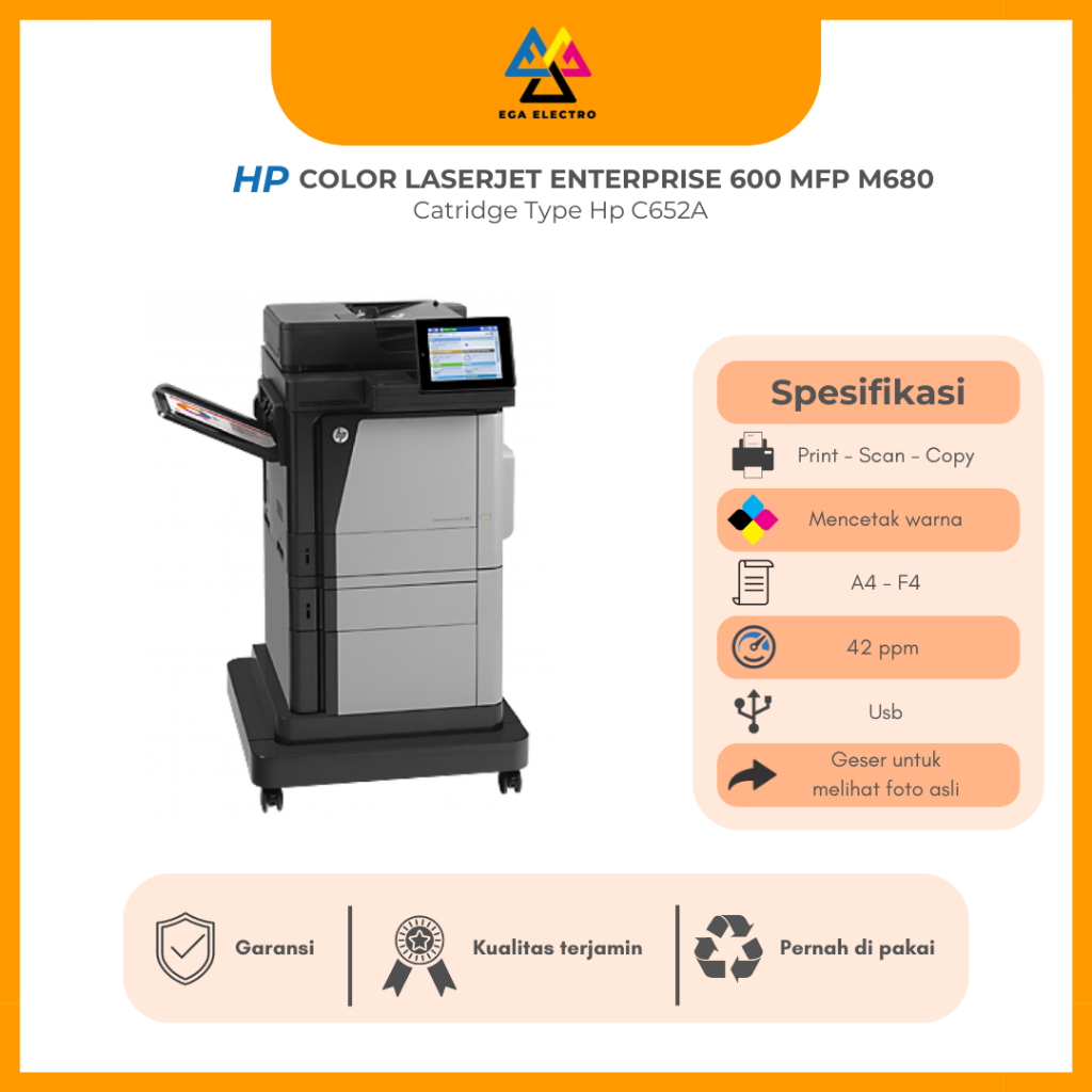 Jual printer hp color laserjet enterprise 600 mfp m680 - printer scan ...