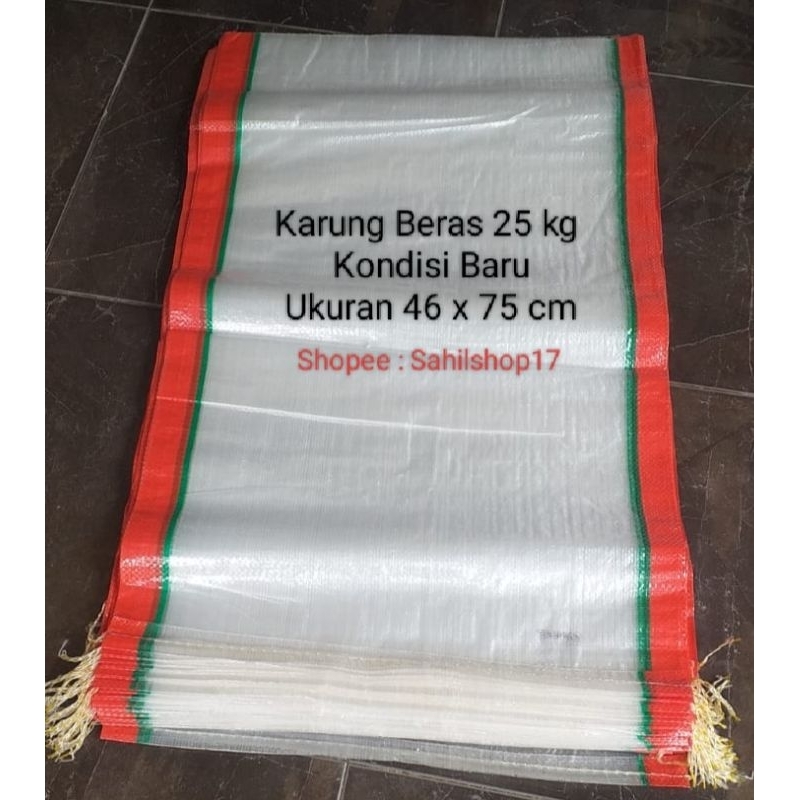Jual Karung Beras Baru 25 kg uk 46x75cm 1 iket isi 50 pcs/Karung beras ...