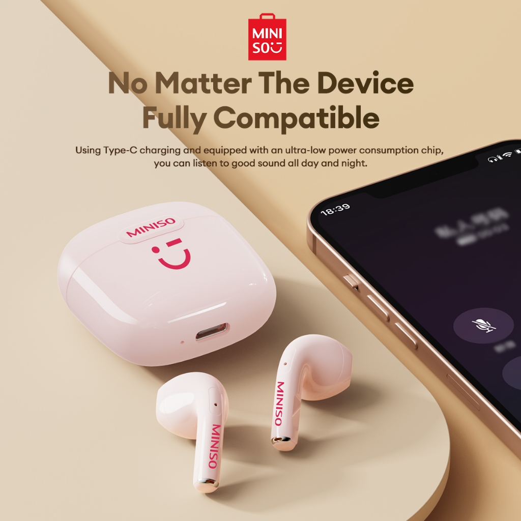 Jual MINISO M06 Wireless Bluetooth Earphone V5.3 Music Headphone Mini ...