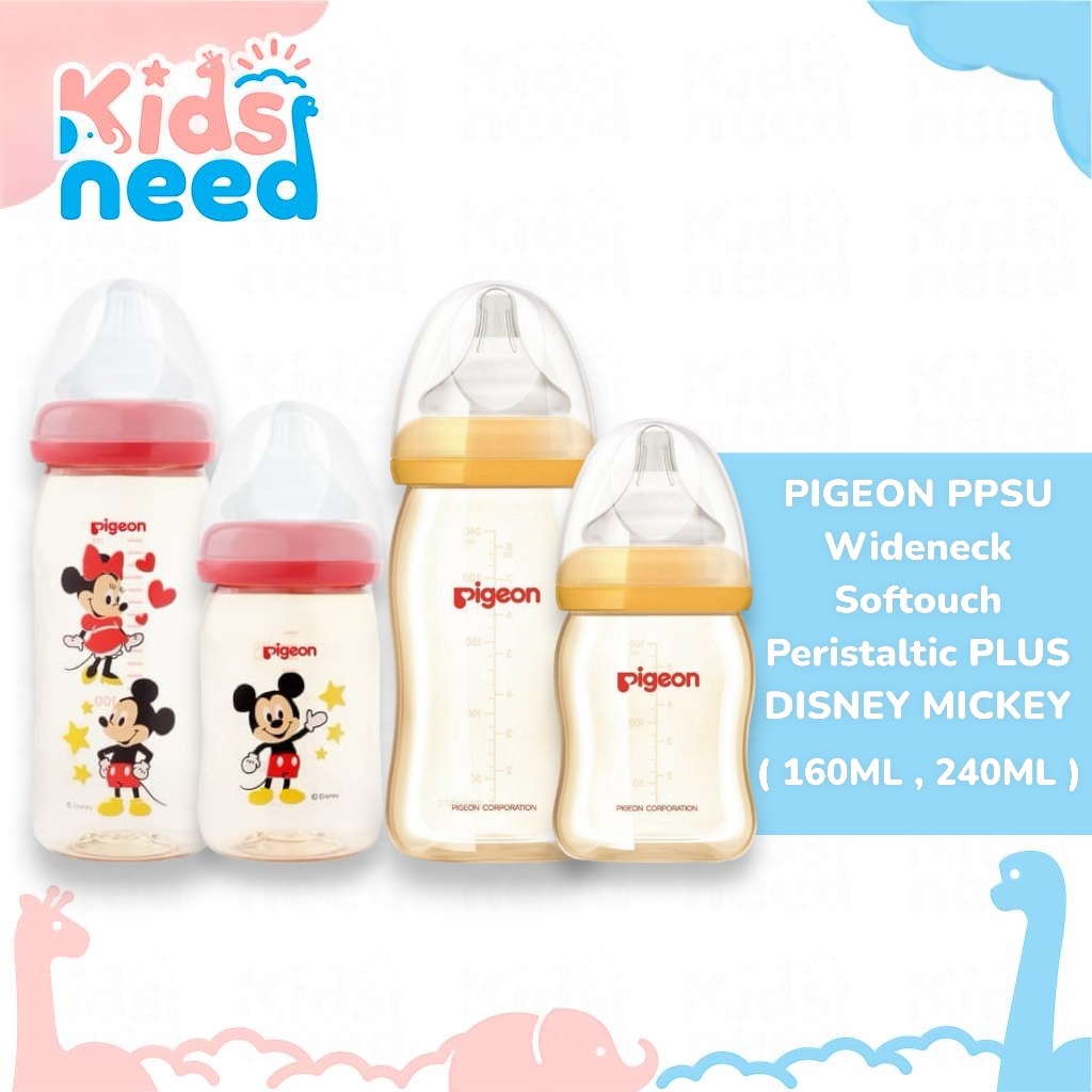 Jual [ORI 100%] Pigeon PPSU Wide Neck Disney Mickey Bottle/Botol Susu SofTouch Peristaltic PLUS ...