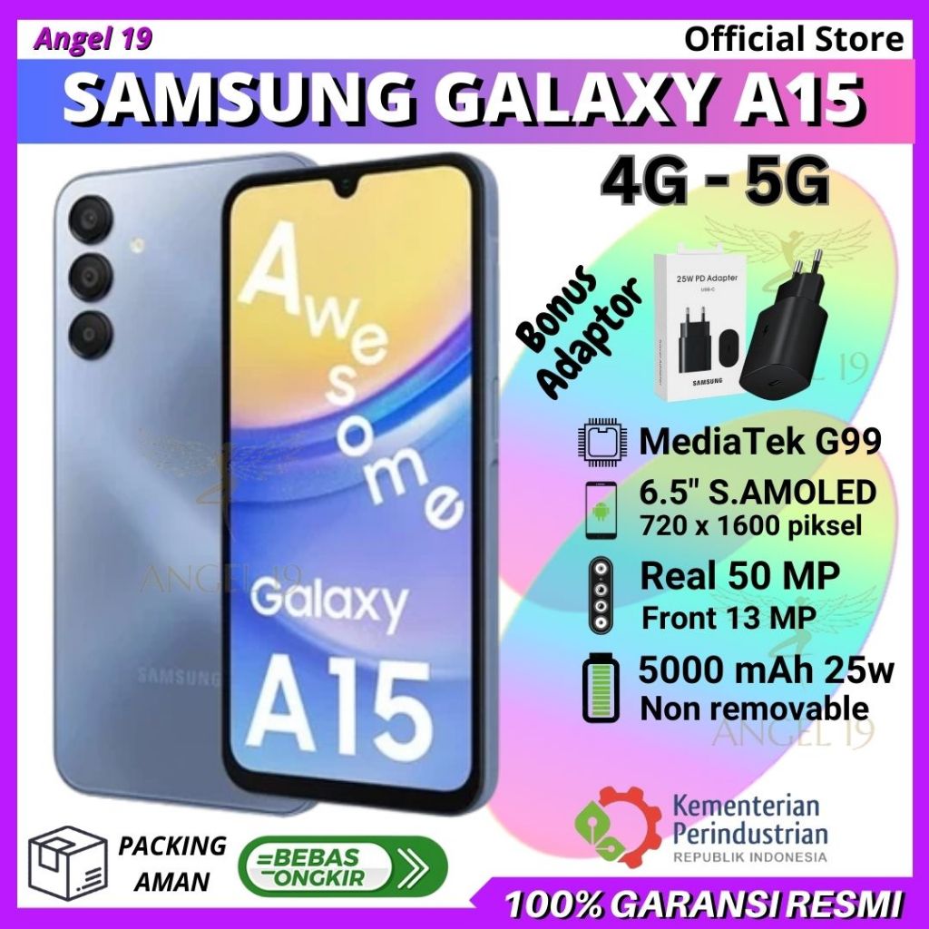 Jual SAMSUNG GALAXY A15 4G 8/256 GB - 8/128 GB GARANSI RESMI | Shopee ...