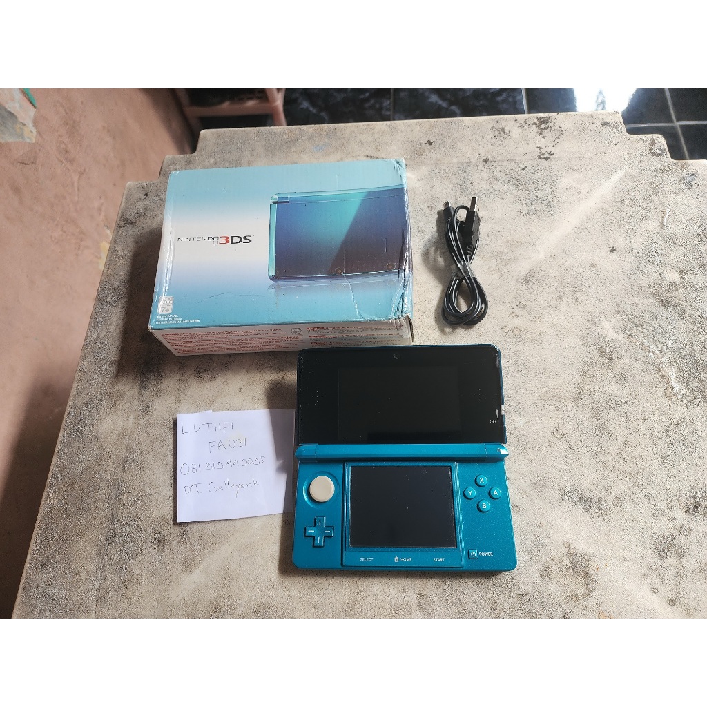 Jual Nintendo 3DS not XL Aqua Blue CFW Luma 32GB Fullset 14 | Shopee ...