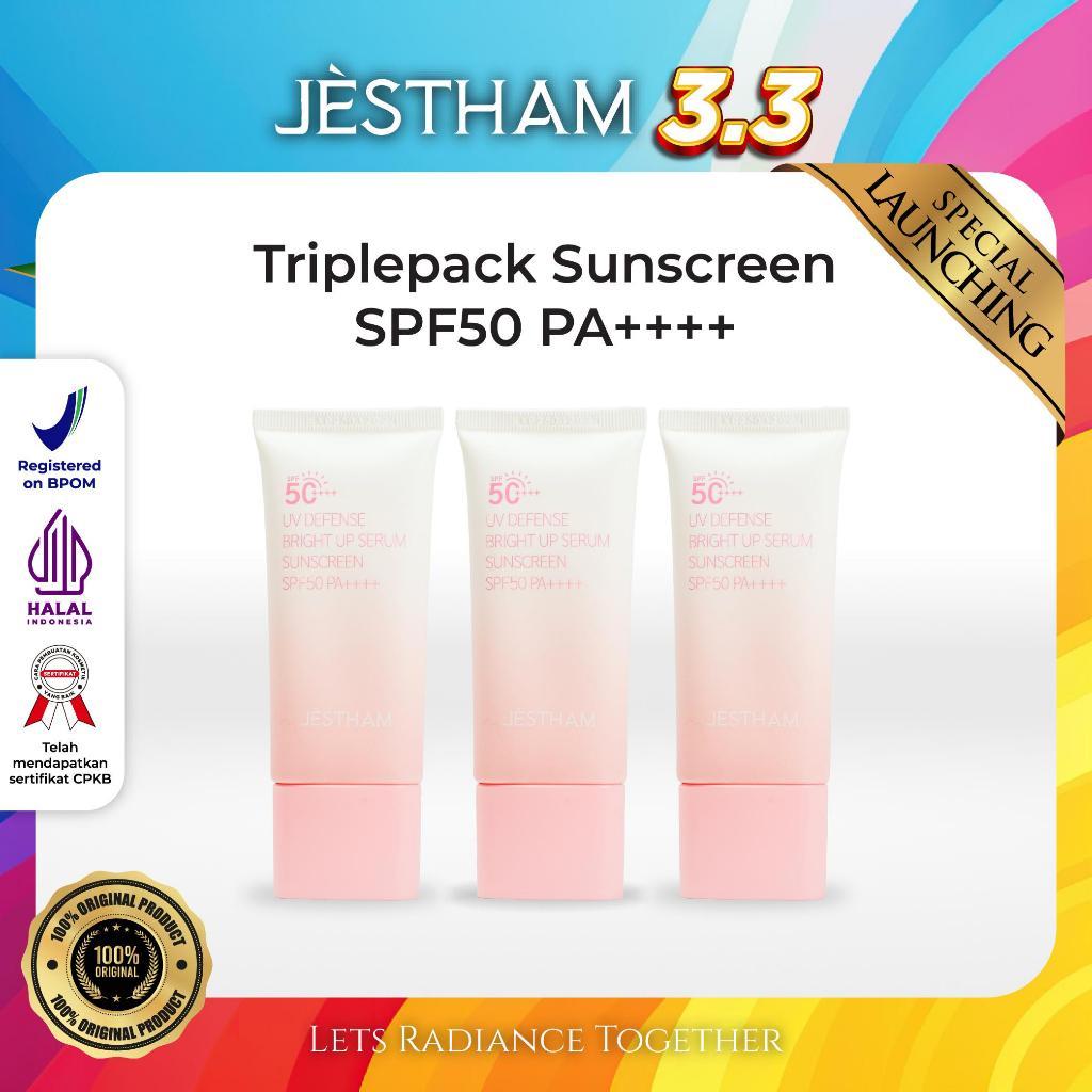 Jual Jestham Paket Triplepack UV Defense Bright Up Serum Sunscreen ...