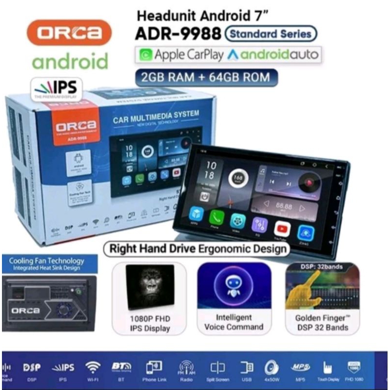 Jual HEAD UNIT TAPE MOBIL ANDROID ORCA STANDAR SERIES LAYAR 7 INCH ...