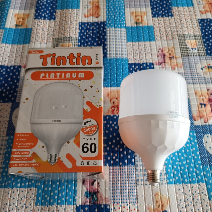 Jual Lampu Led Bulb T Tin Ting Platinum 60 watt Cahaya Putih | Shopee ...