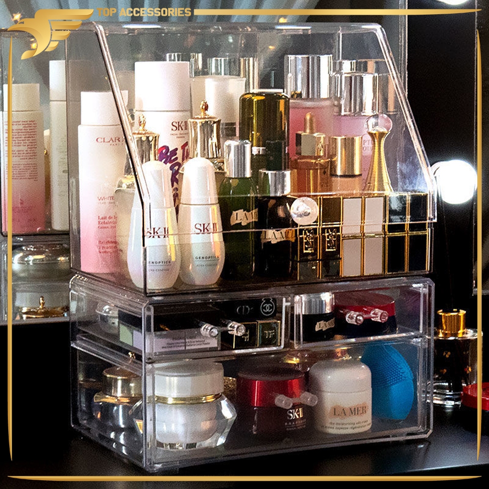 Jual Rak Organizer Acrylic 2in1 Rak Kosmetik Rak Penyimpanan Kosmetik ...